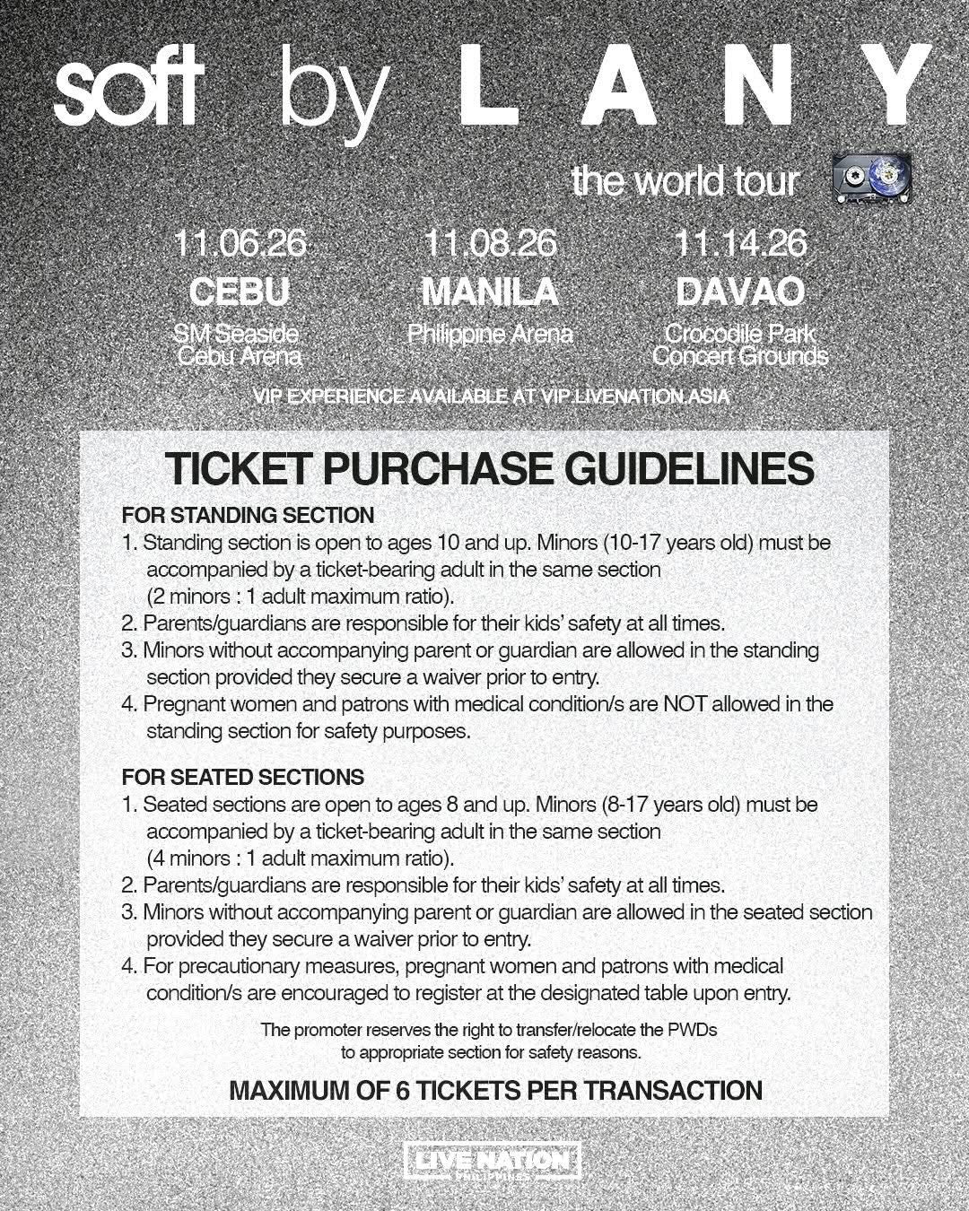 LANY: soft world tour | CEBU @ SM Seaside Cebu Arena – Prime Tickets