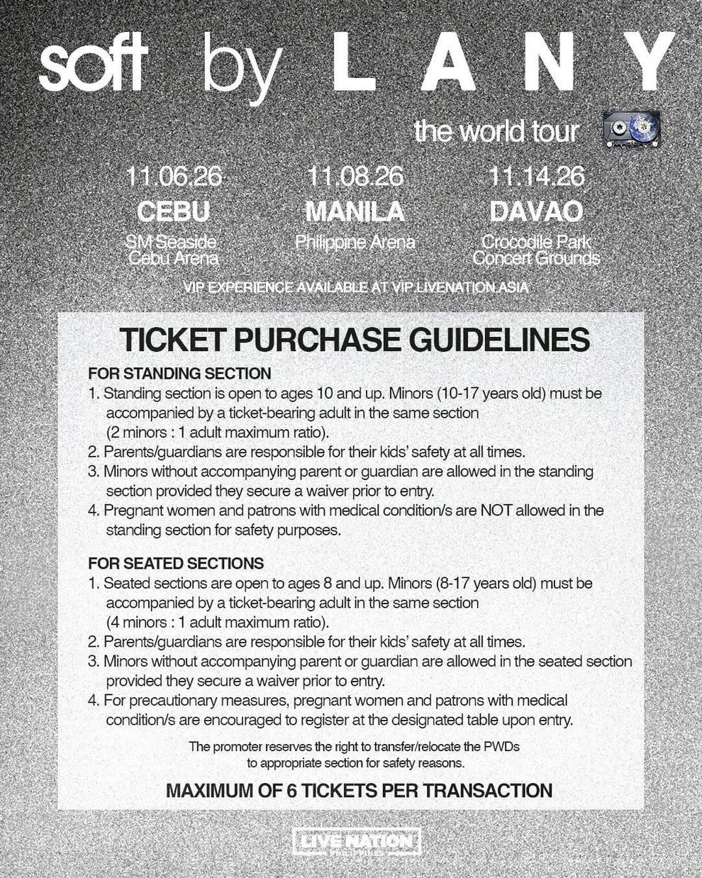 LANY: soft world tour | CEBU @ SM Seaside Cebu Arena – Prime Tickets